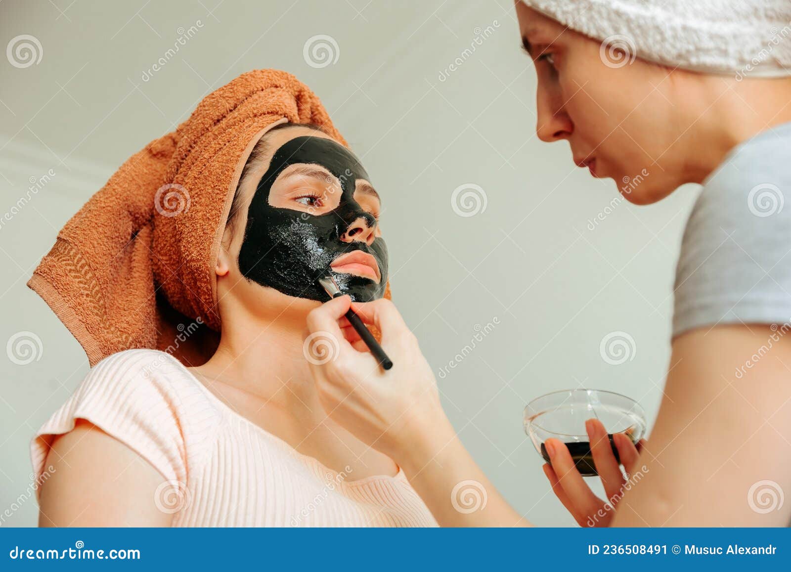 Applying The Cosmetic Mask On The Womanand X27 S Face Stock Image Image