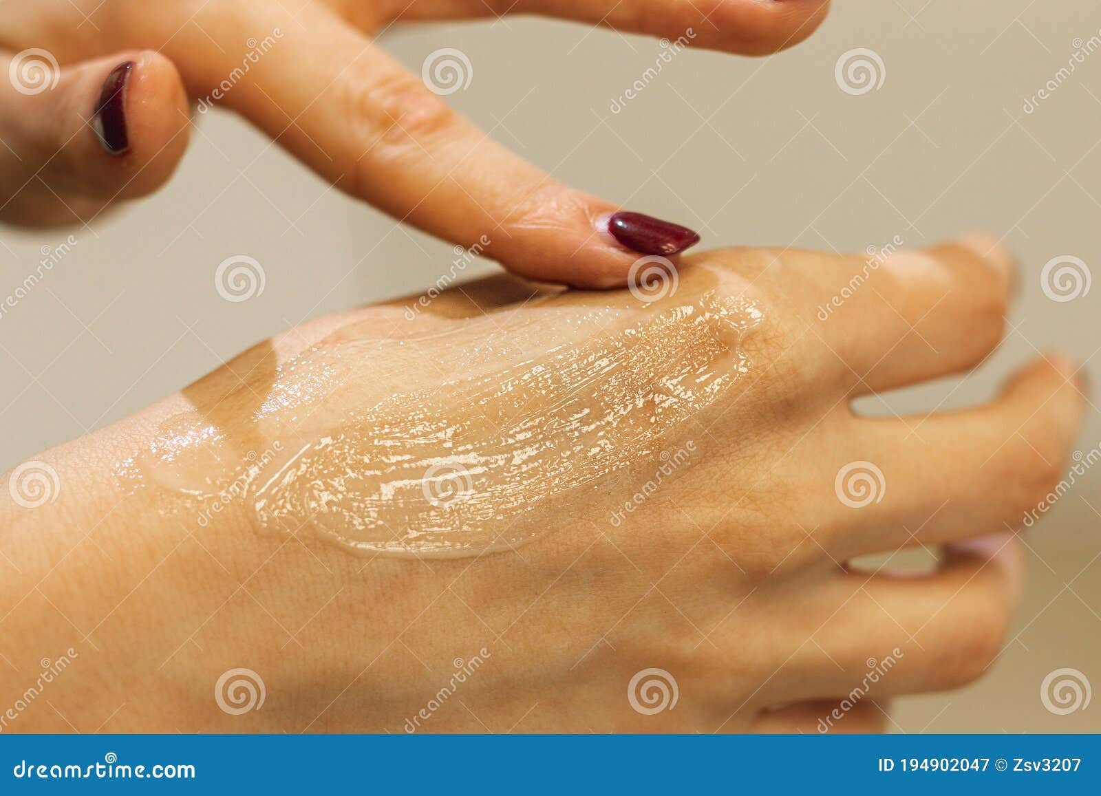 Applying Cream on the Women Hand Closeup Stock Image - Image of ...