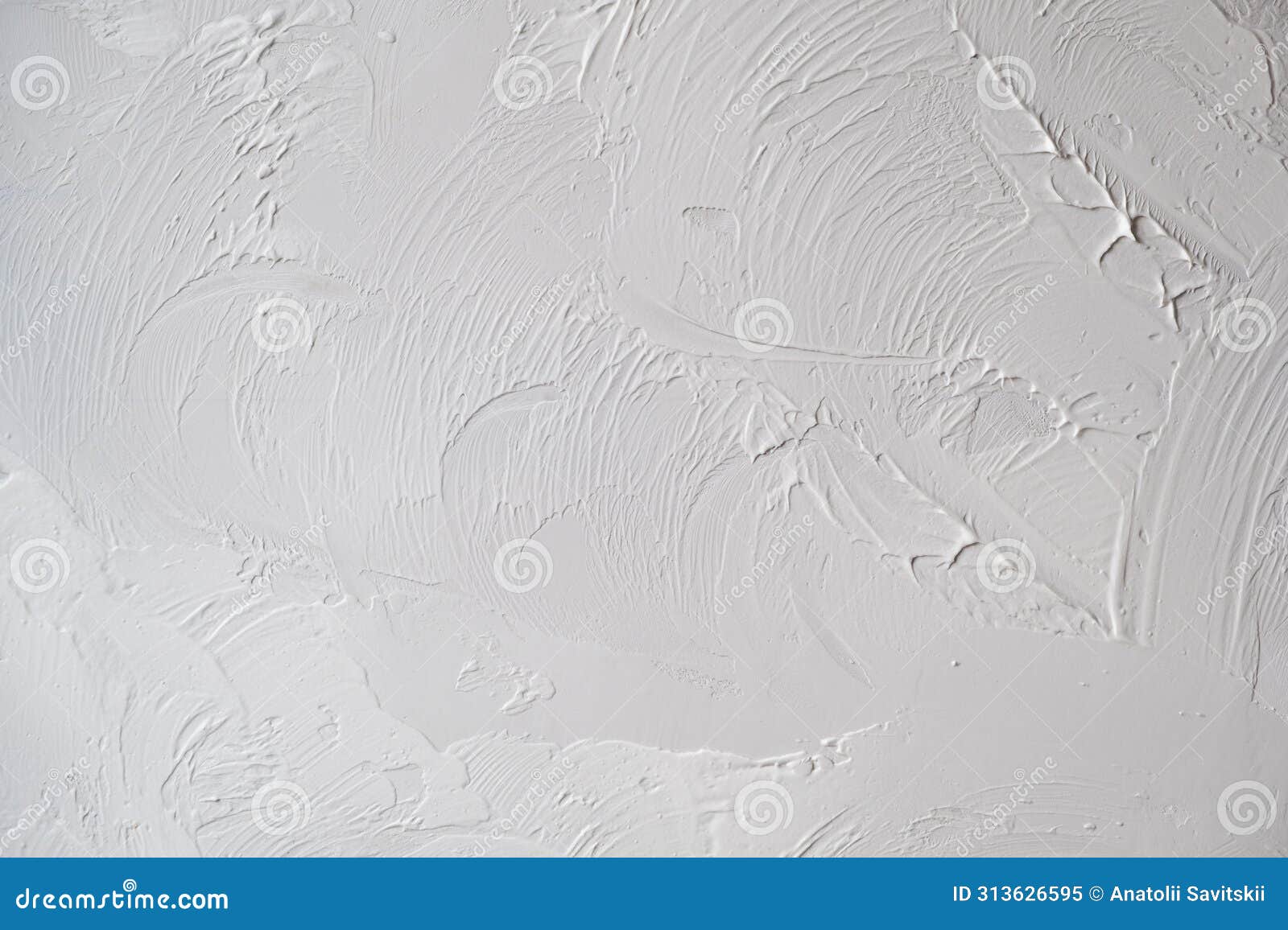 Applying Decorative Putty. White Abstract Texture of Surface Covered ...