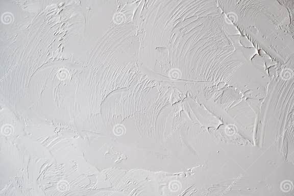 Applying Decorative Putty. White Abstract Texture of Surface Covered ...