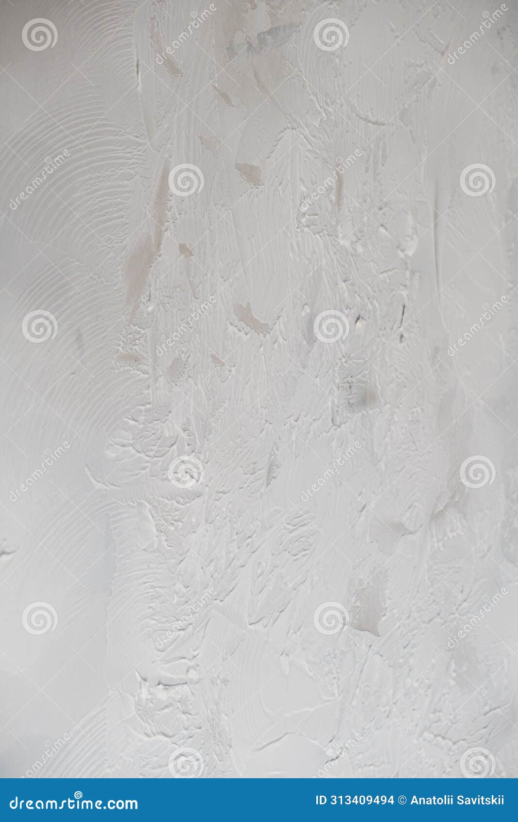 Applying Decorative Putty. White Abstract Texture of Surface Covered ...