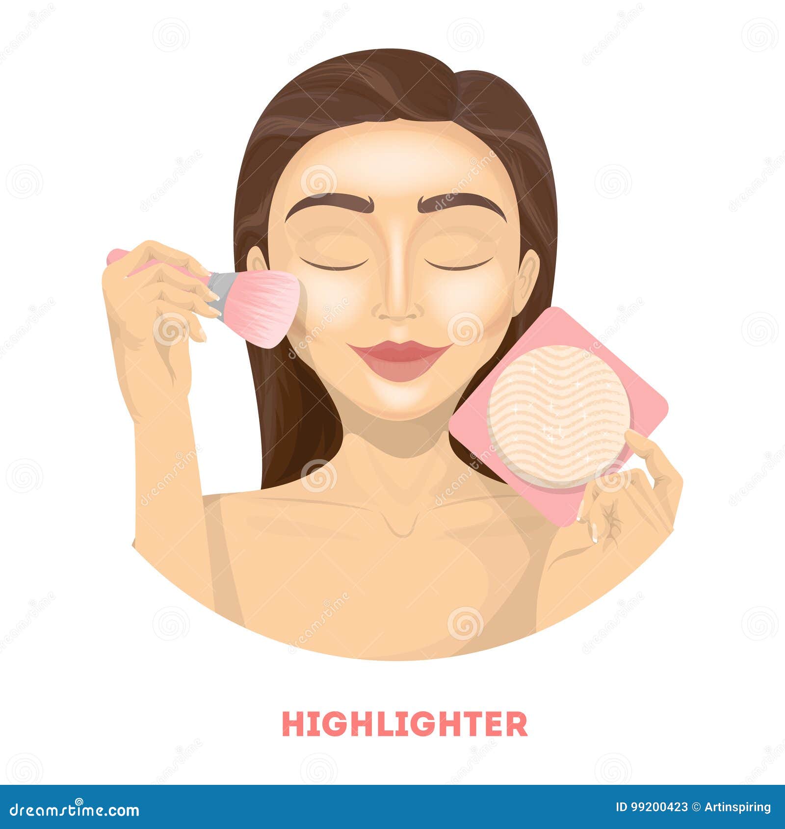 Applying Highlighter for Contour. Stock Vector - Illustration of face ...