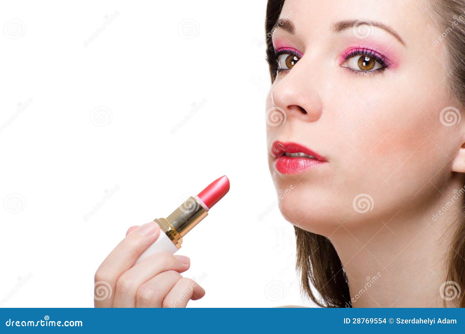 Applying lipstick stock photo. Image of female, lush - 28769554