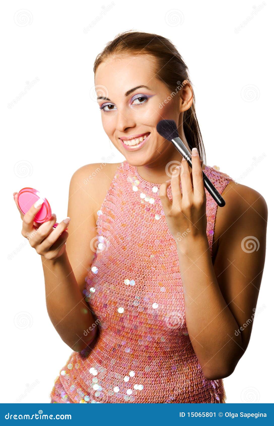 Applying makeup stock image. Image of brown, paintbrush - 15065801