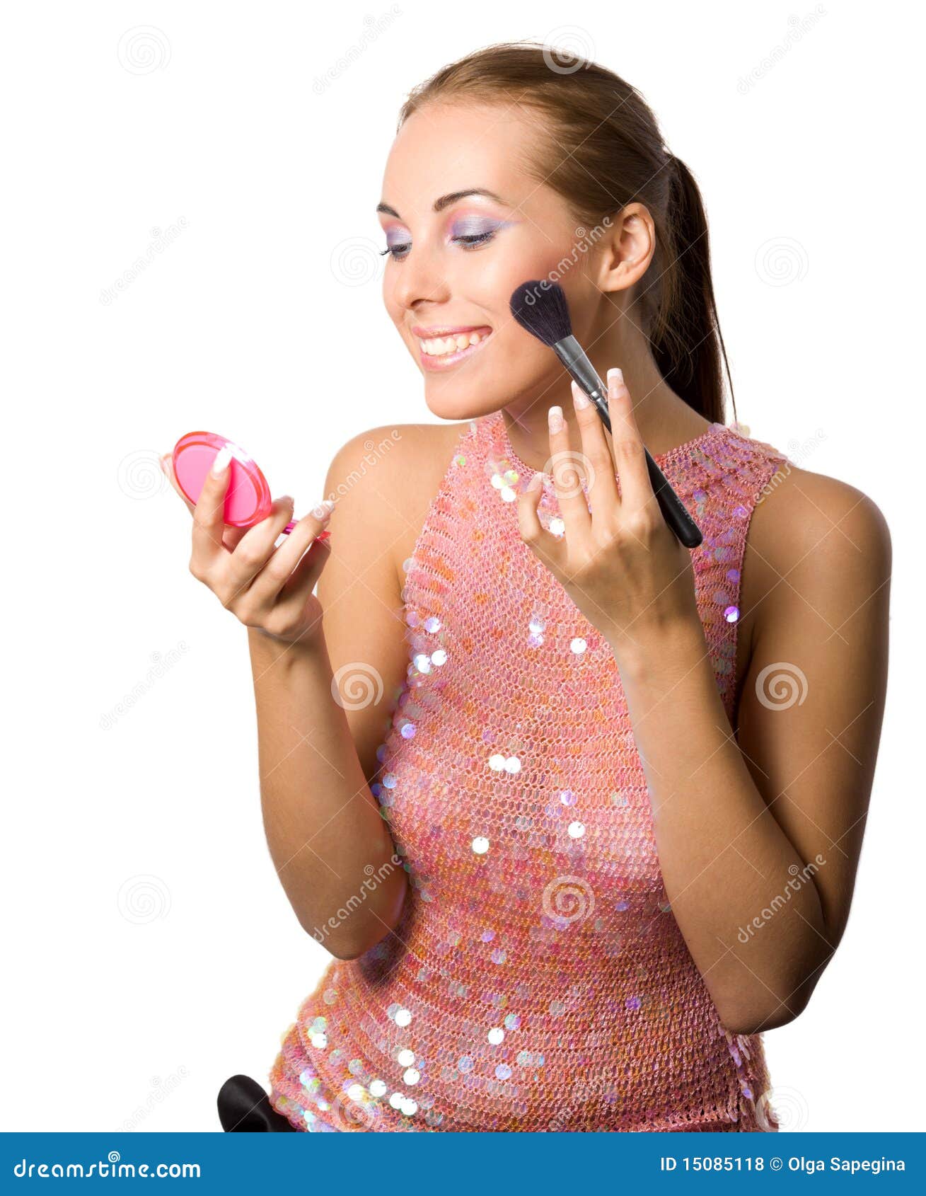 Applying makeup stock photo. Image of portrait, posing - 15085118