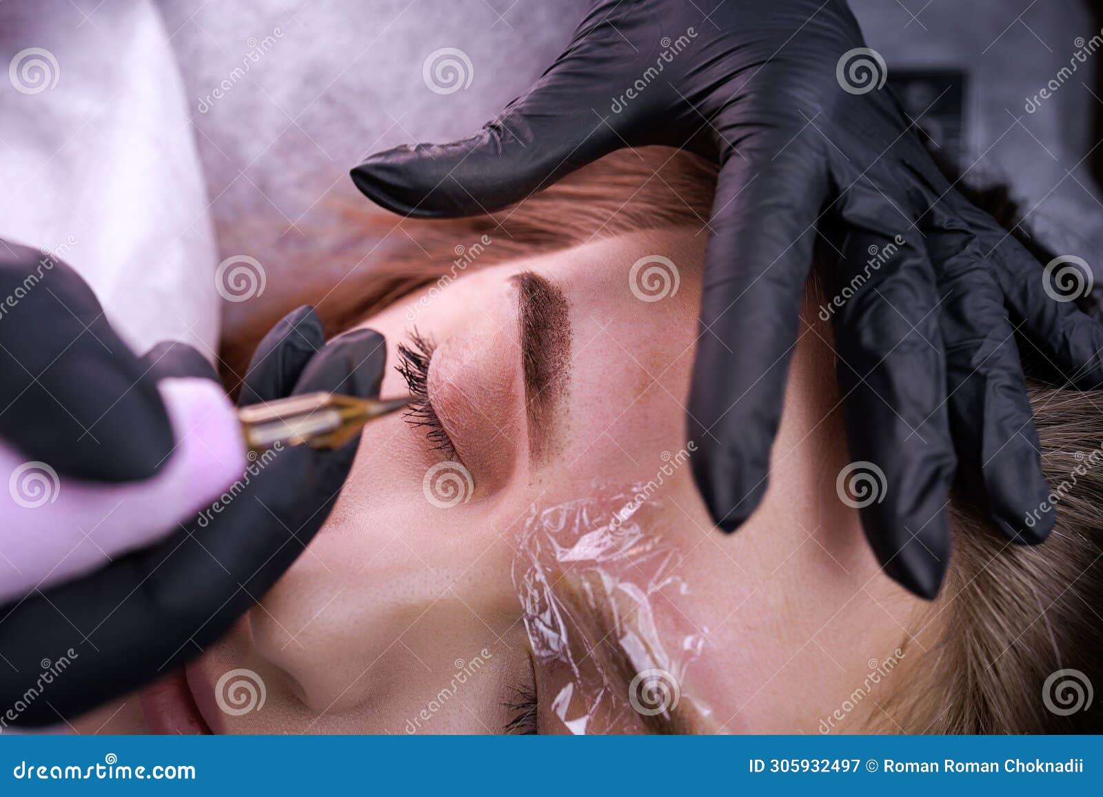 PMU Procedure, Permanent Eyebrow Makeup. Stock Image - Image of ...