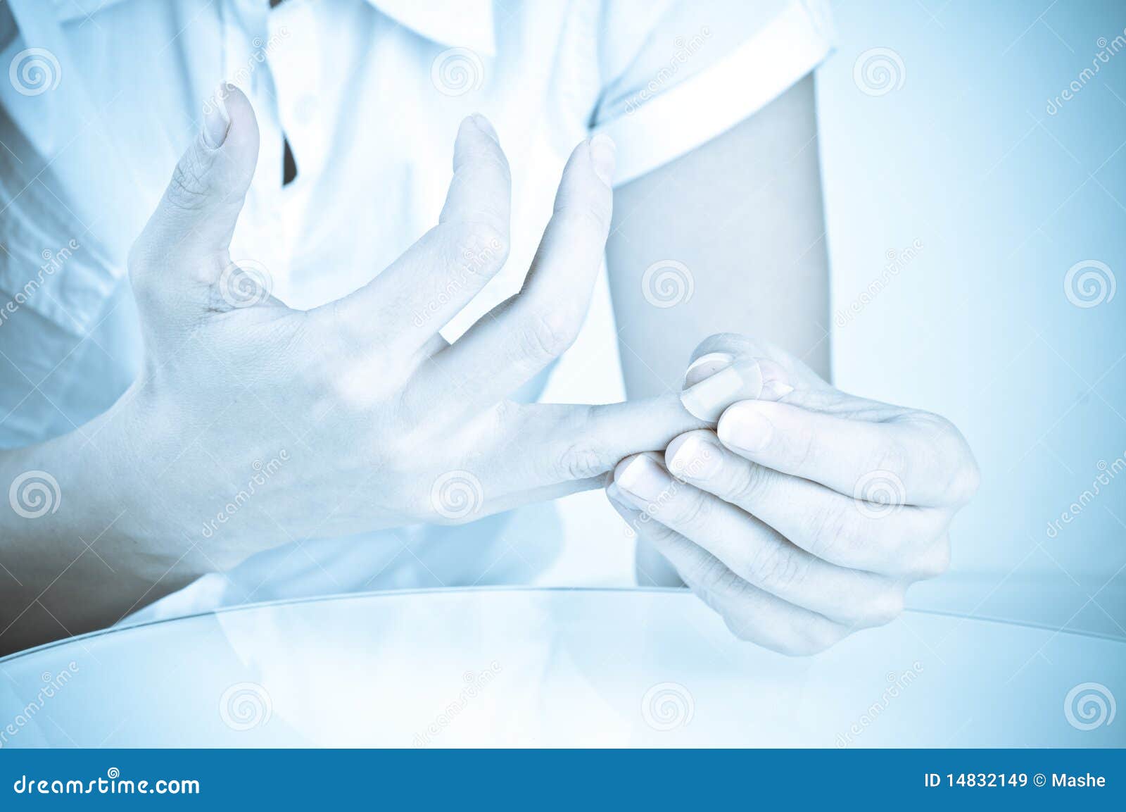 Applying plaster on arm stock image. Image of upper, bandage - 14832149