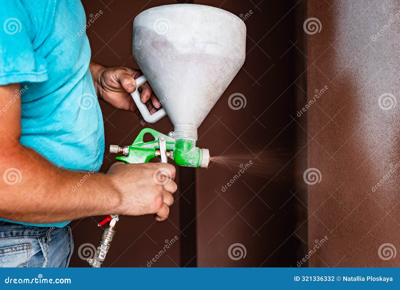 Applying a Primer To the Wall Using Spray Gun. Stock Photo - Image of ...