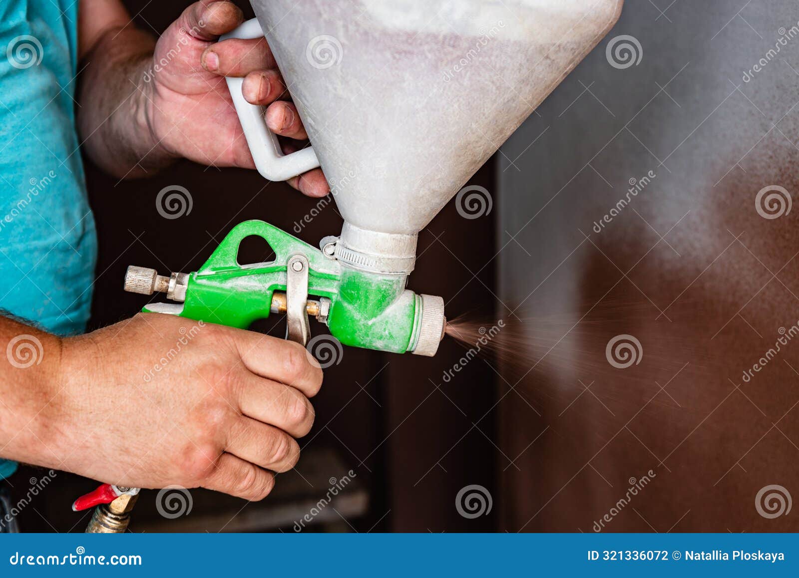 Applying a Primer To the Wall Using Spray Gun. Stock Photo - Image of ...