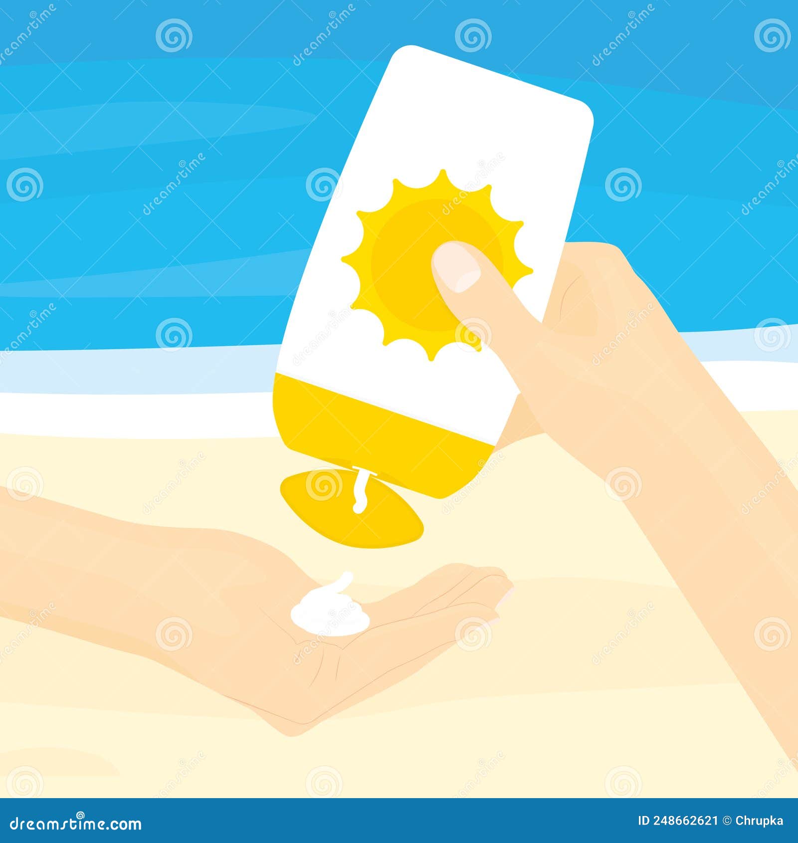Applying Sun Cream on the Beach Stock Vector - Illustration of sunblock ...