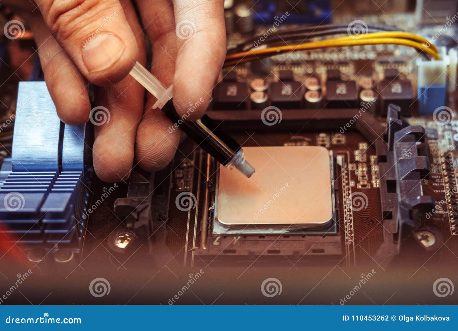 Applying Thermal Paste on the Processor Stock Photo - Image of bytes ...