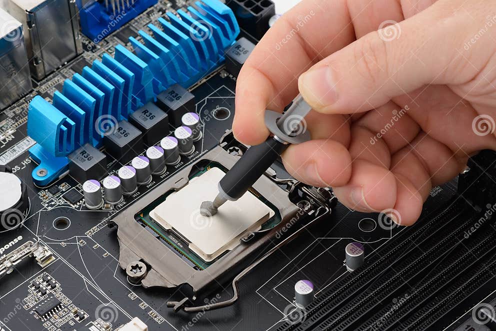 Applying Thermal Paste To CPU Stock Photo - Image of applying, unit ...
