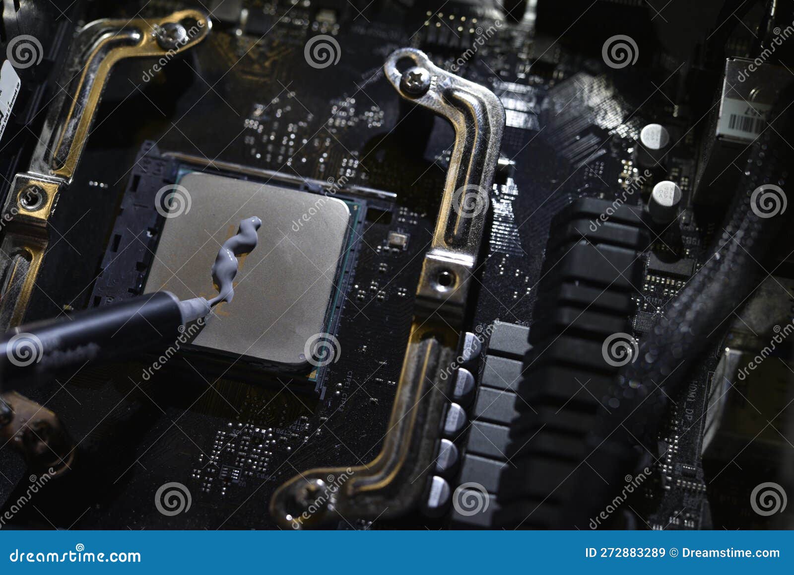 Applying Thermal Paste To the Surface of the Computer Processor ...