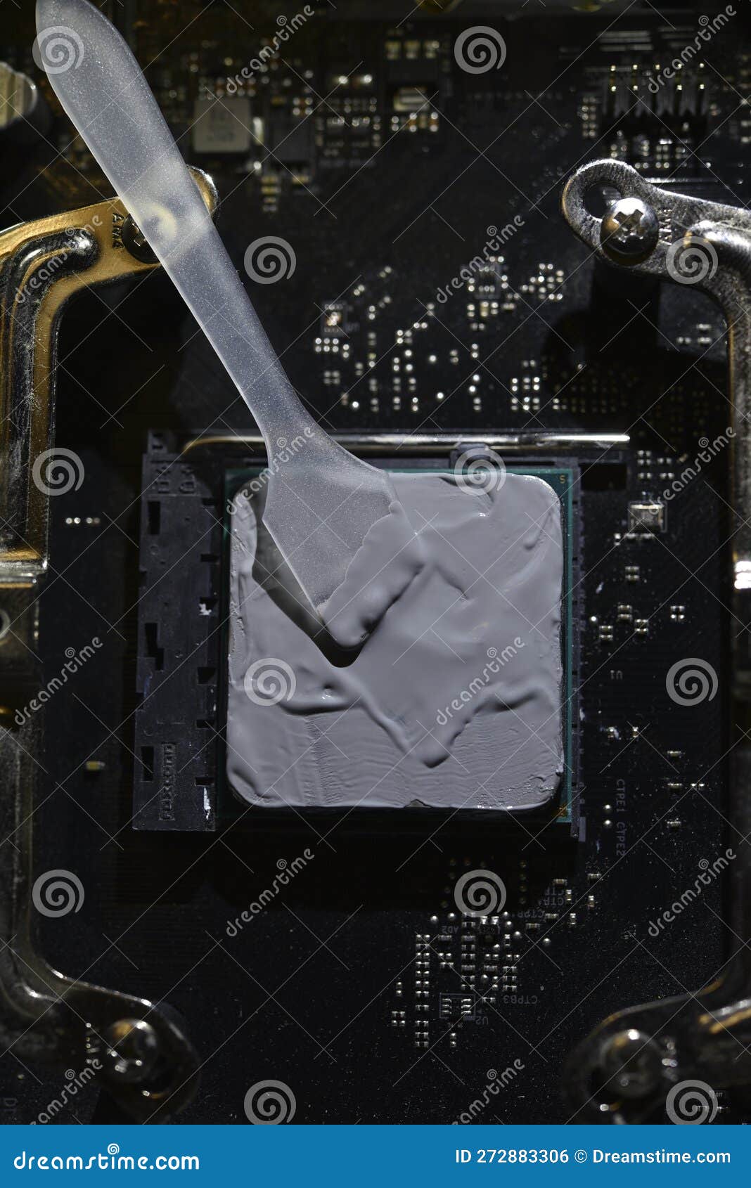 Applying Thermal Paste To the Surface of the Computer Processor ...