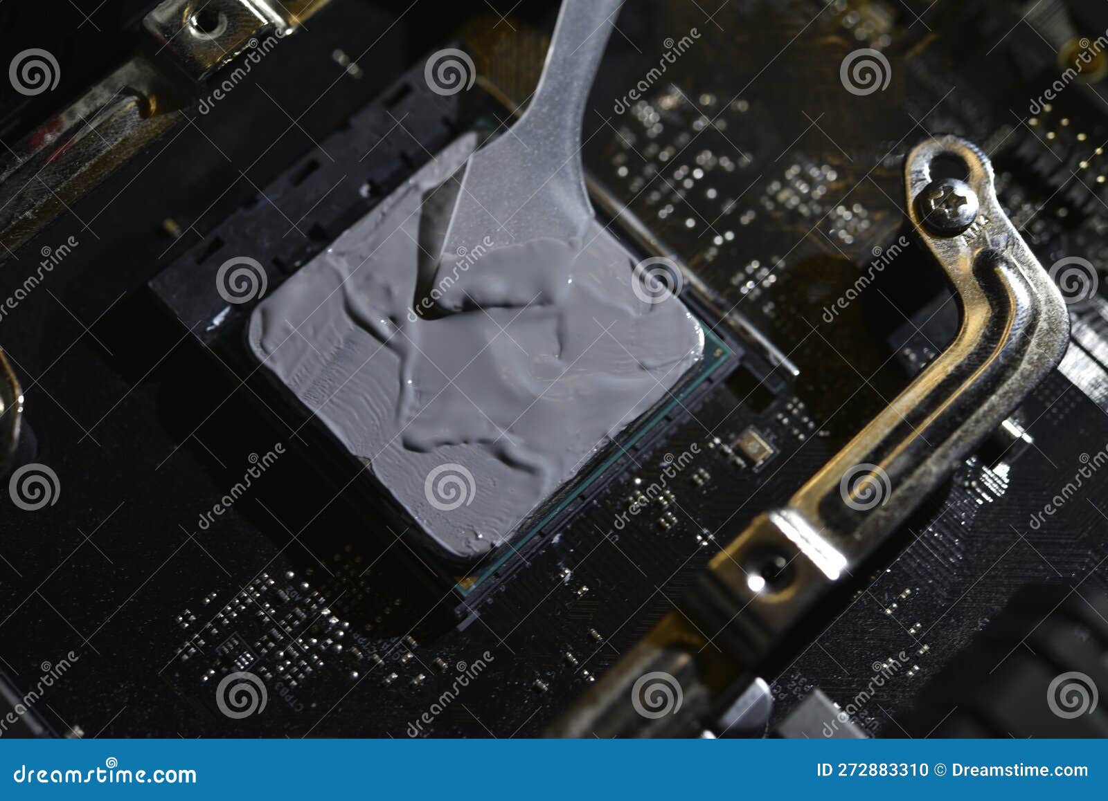Applying Thermal Paste To the Surface of the Computer Processor ...