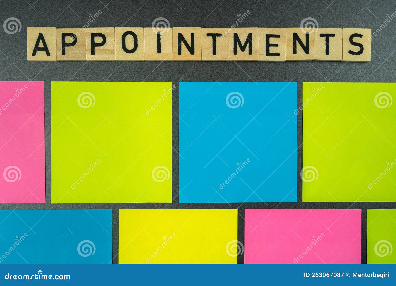 Appointment Board with Colorful Blank Appointment Notes Stock Image ...