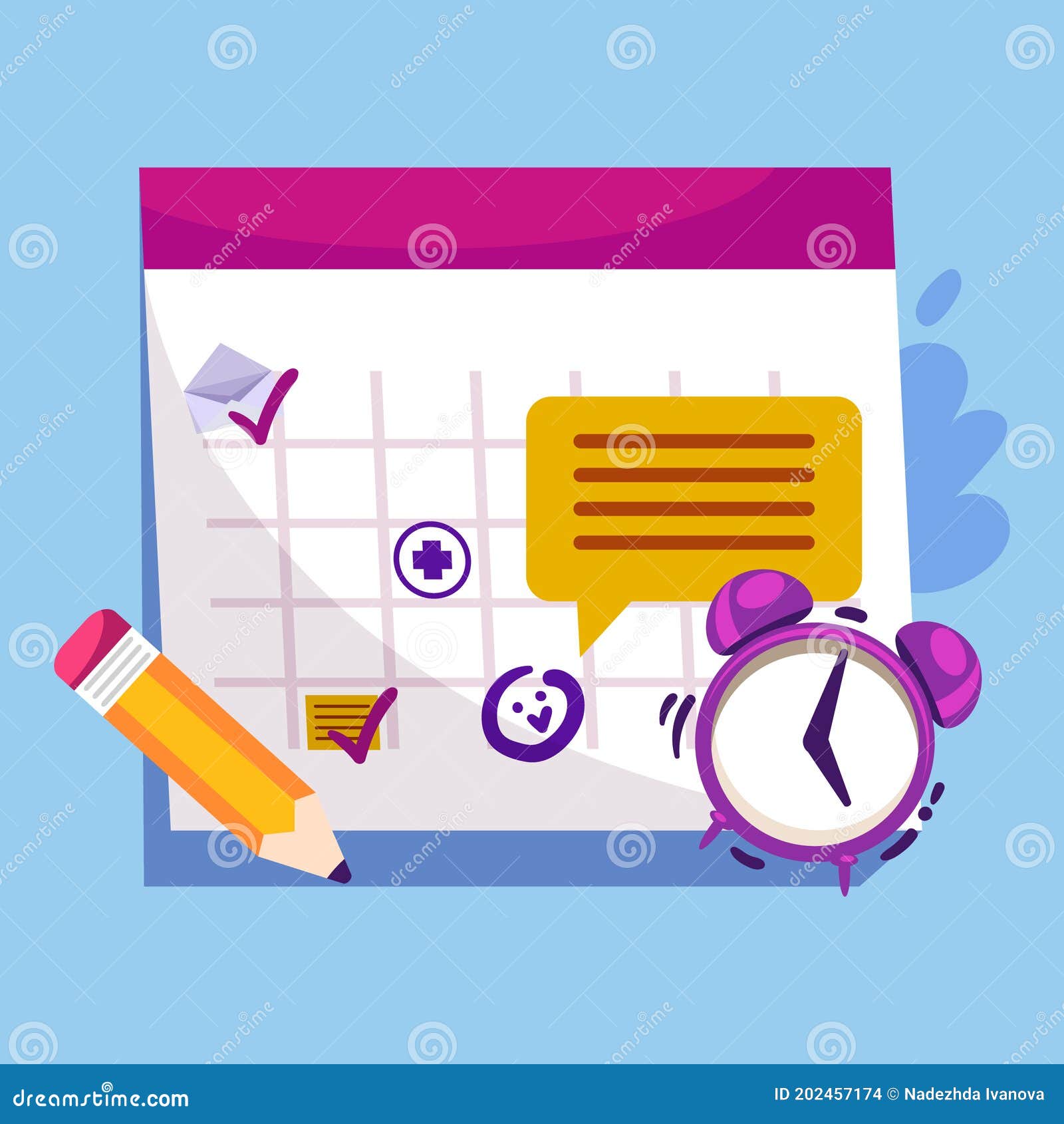 Appointment Booking with Calendar and Clock Vector Illustration Stock ...