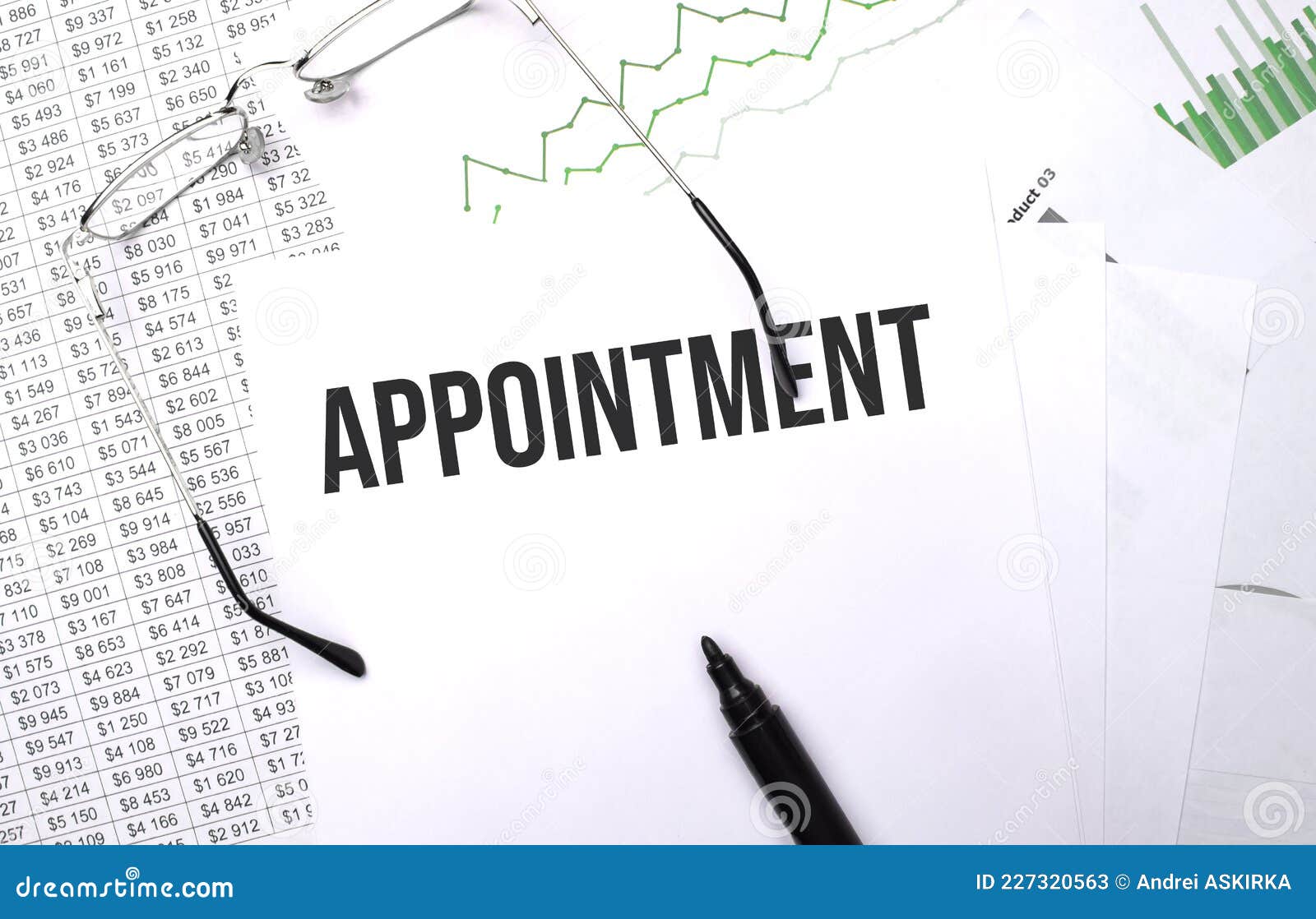 Appointment . Conceptual Background with Chart ,papers, Pen and Glasses ...