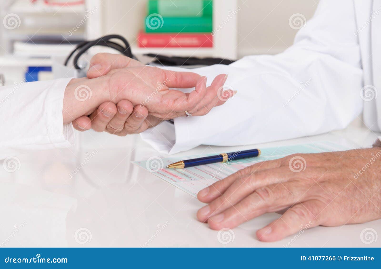 Appointment at Doctor: Measure Pulse with Fingers. Stock Photo - Image ...