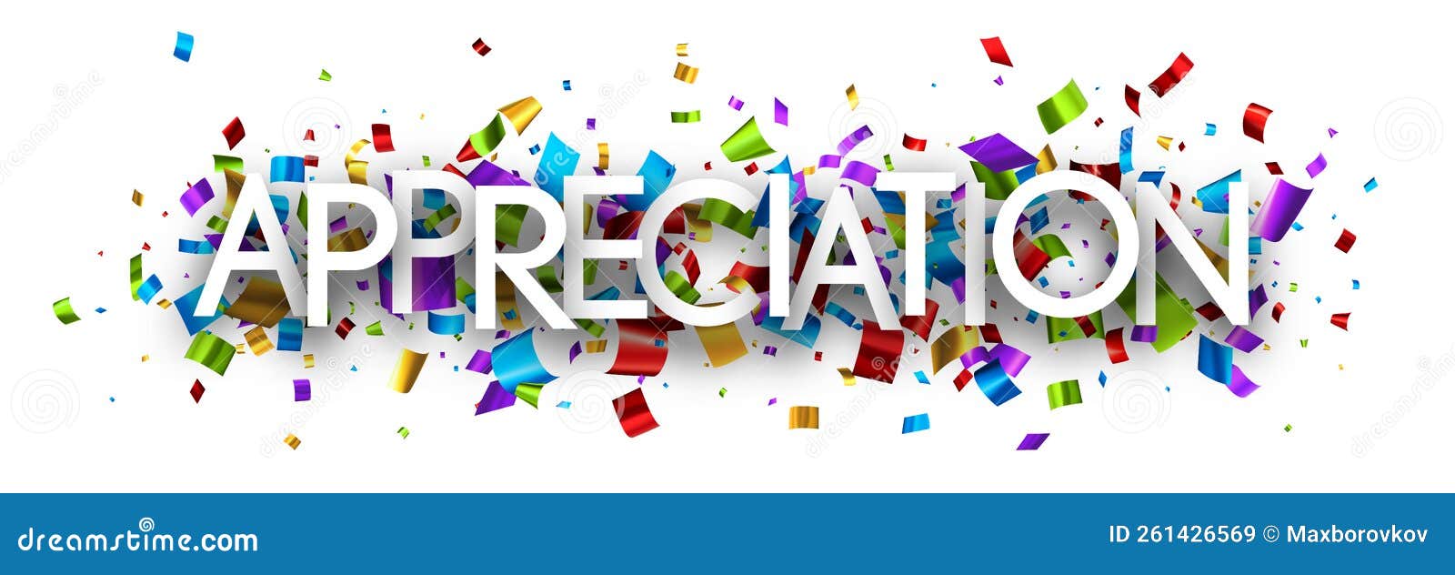 Appreciation Sign on Cut Ribbon Confetti Background Stock Vector ...