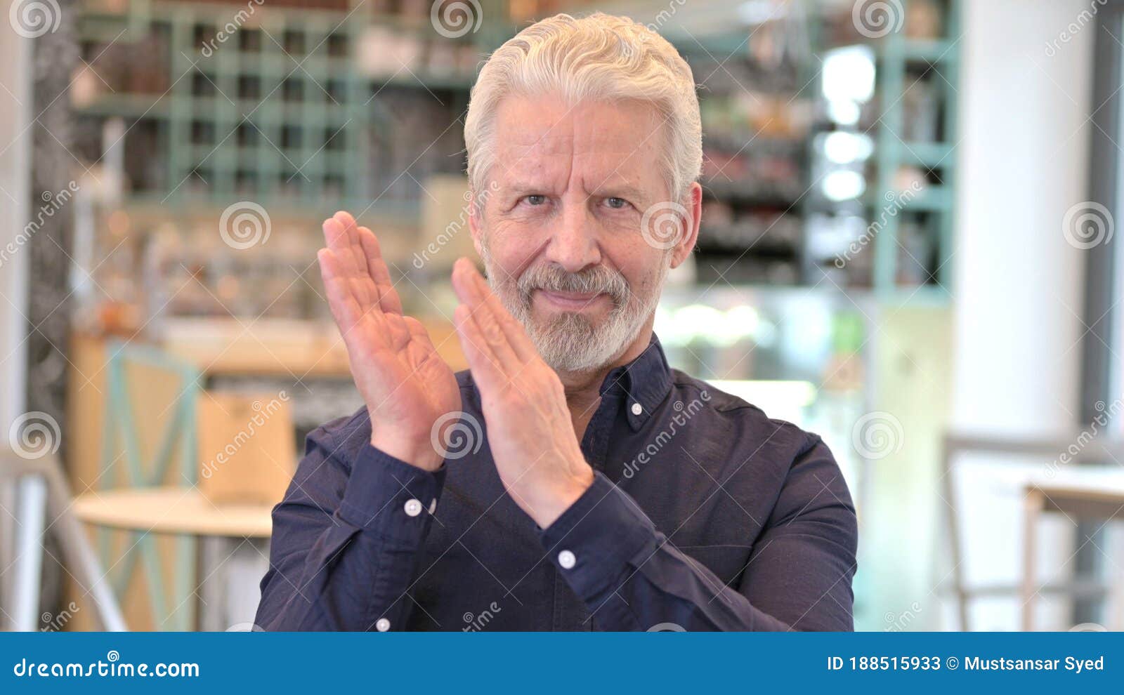 Appreciative Old Man Clapping, Cheering Stock Image - Image of ...