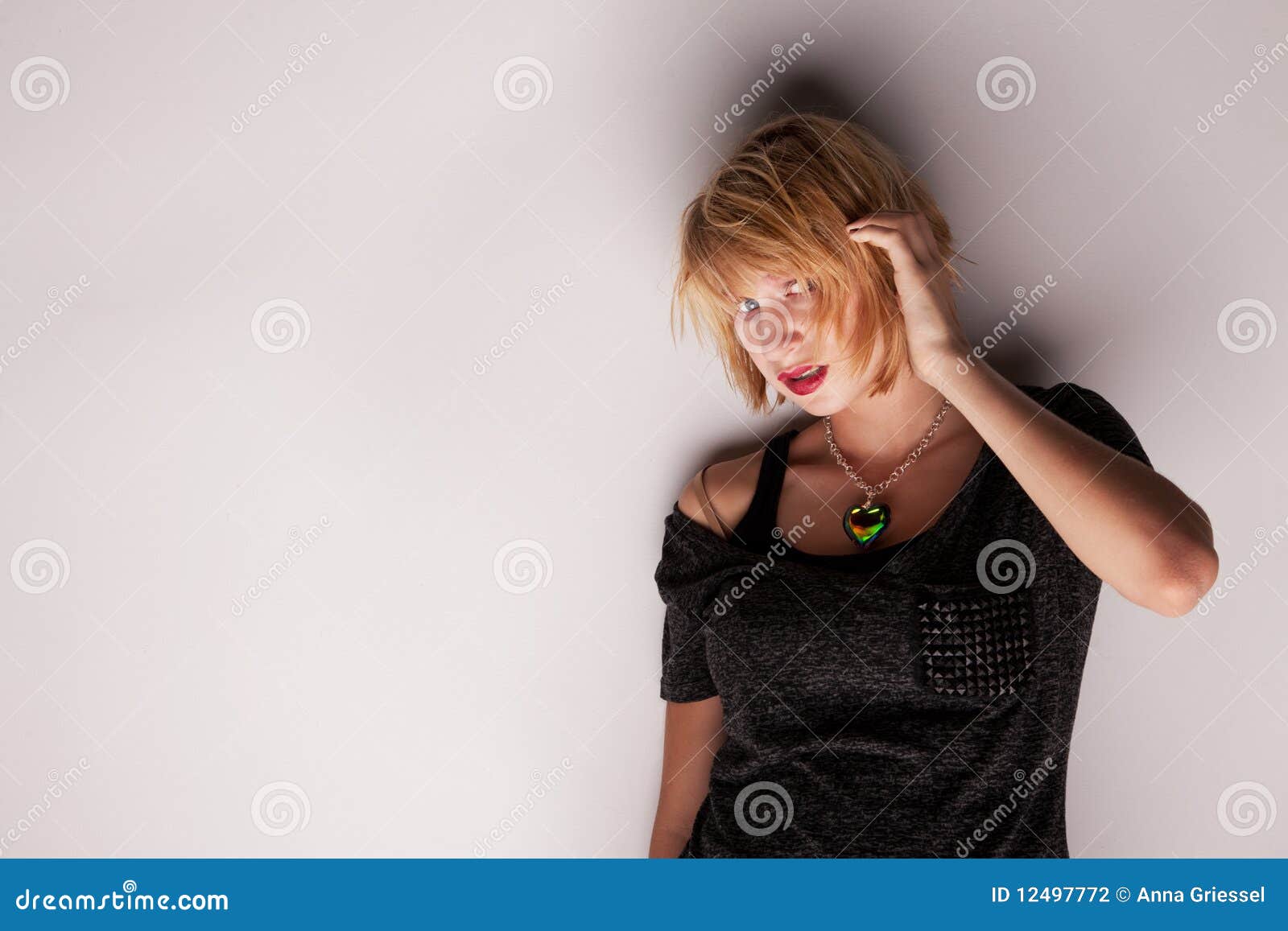 Apprehensive young girl stock photo. Image of person - 12497772