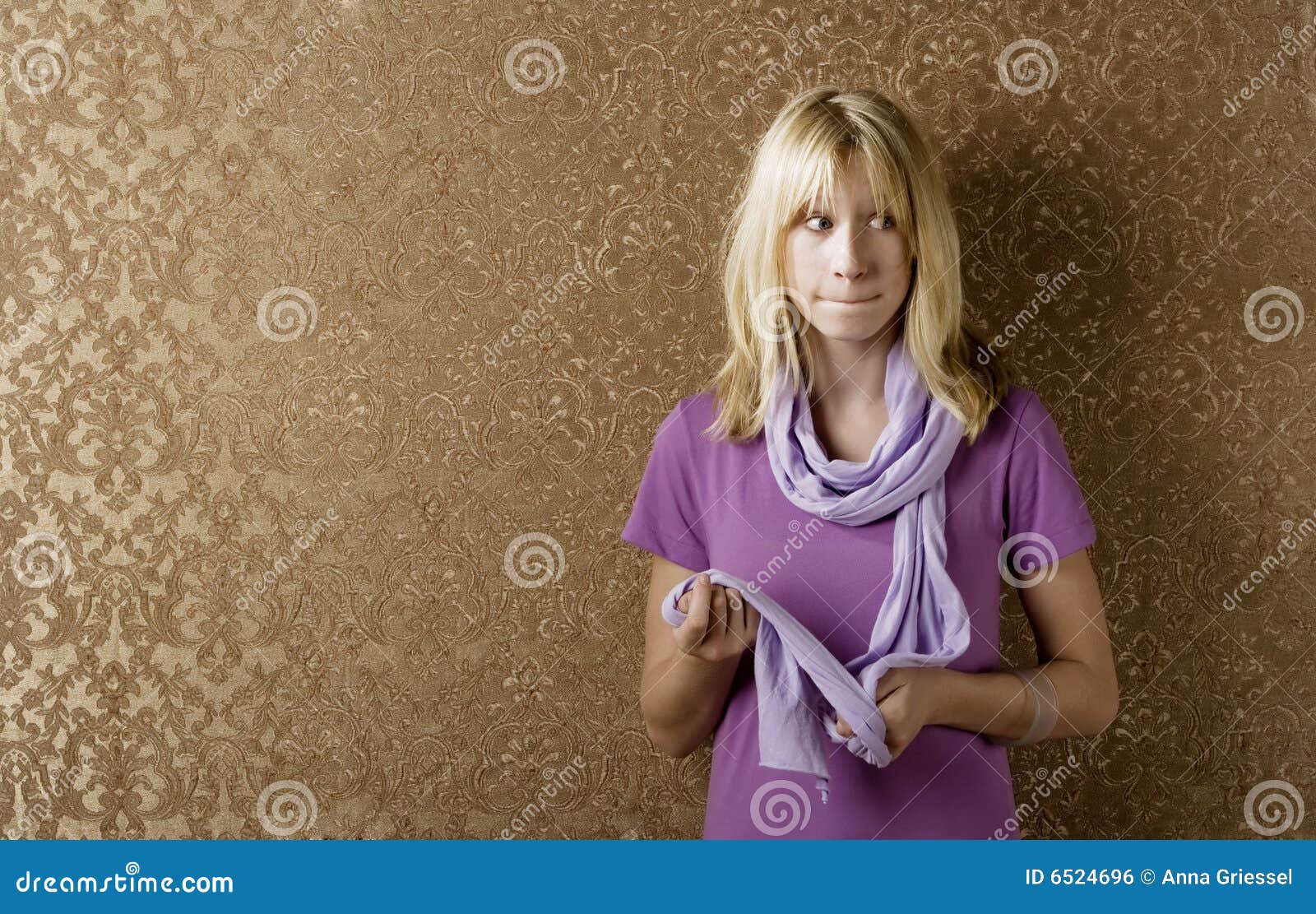 Apprehensive young girl stock photo. Image of scared, dress - 6524696