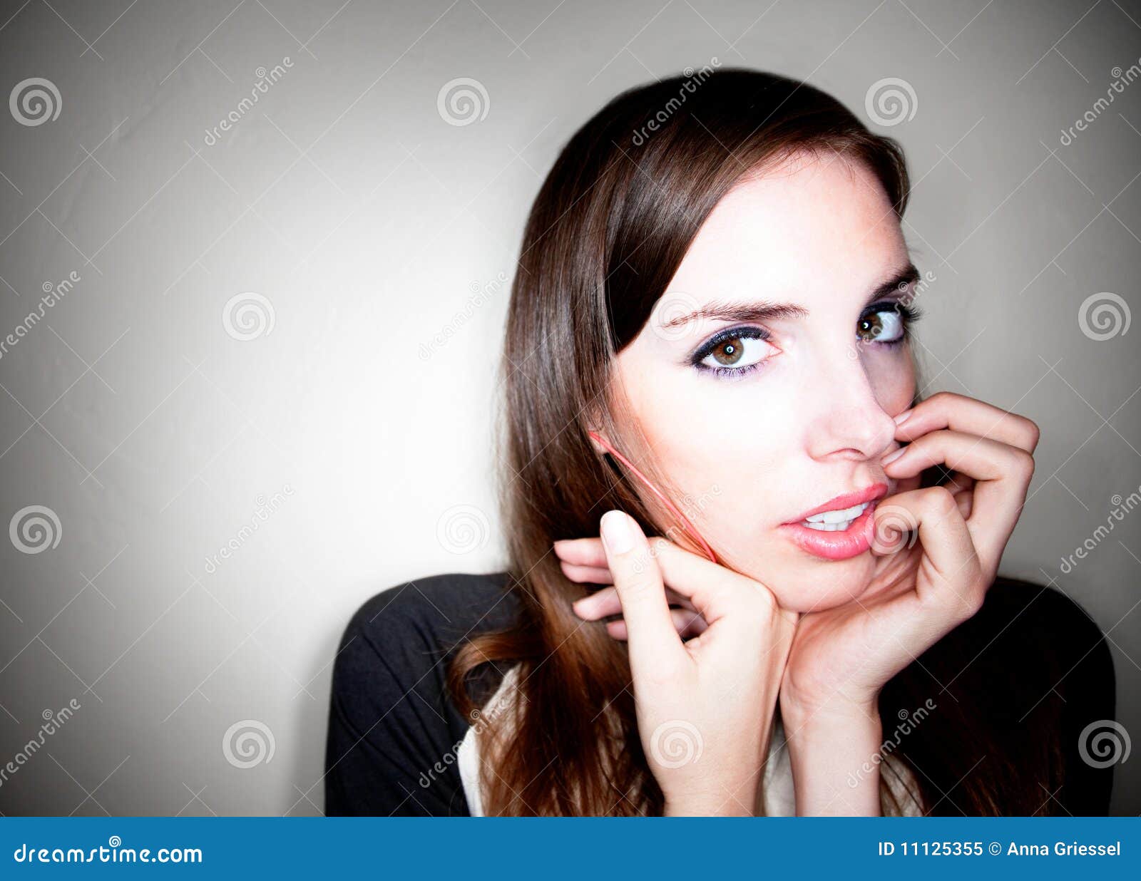 Apprehensive Young Woman stock image. Image of woman - 11125355