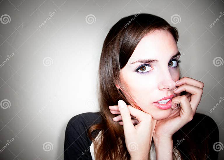 Apprehensive Young Woman stock image. Image of woman - 11125355