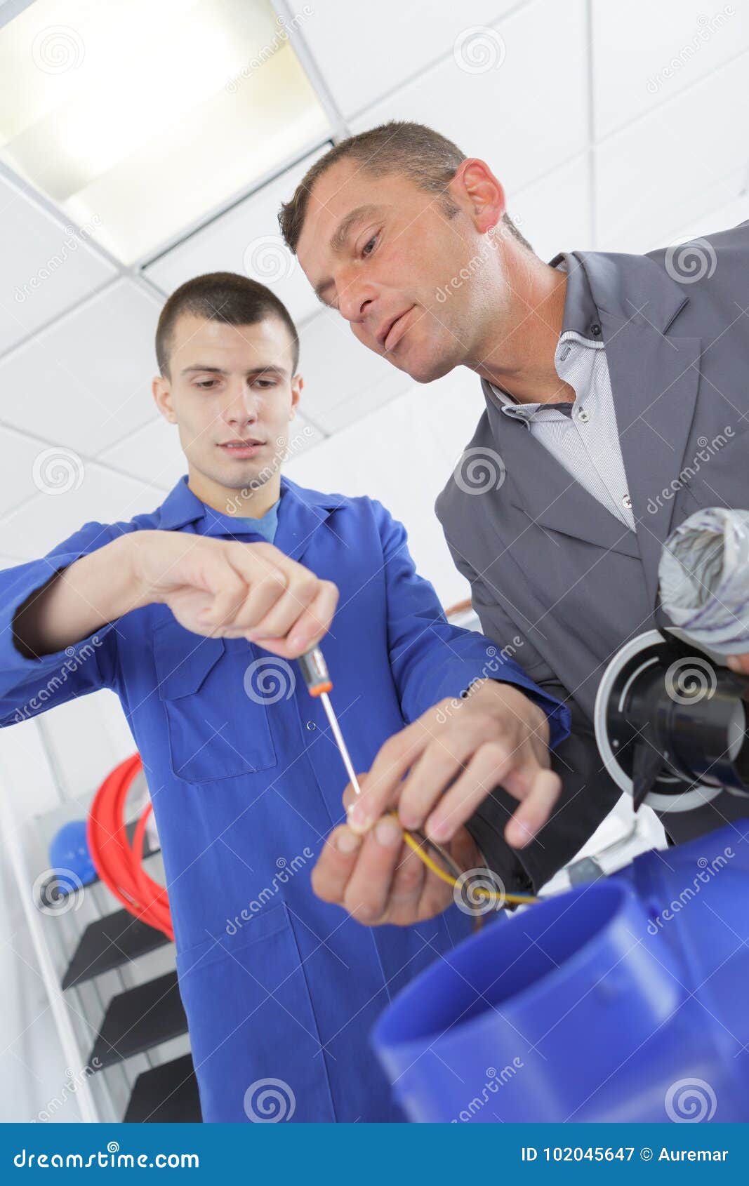 Apprentice Being Supervised by Teacher Stock Image - Image of turbine ...