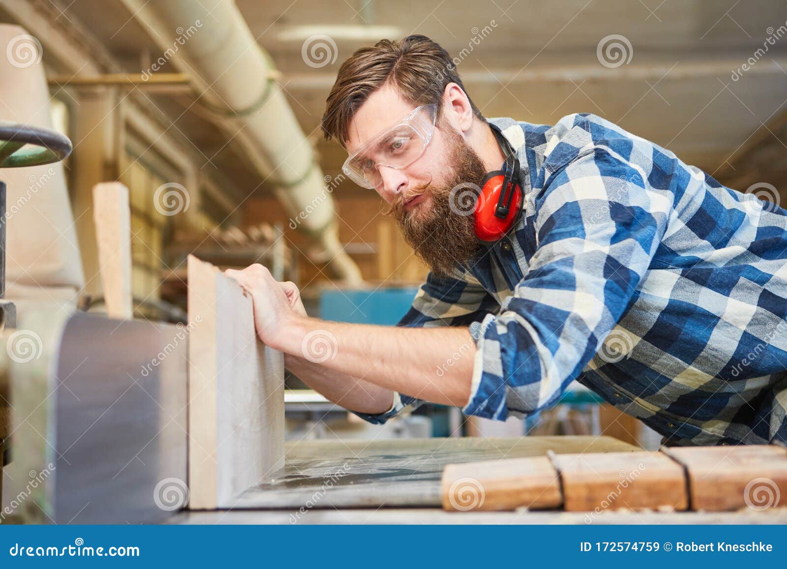 Carpenter in Training on the Planing Machine Stock Image - Image of ...