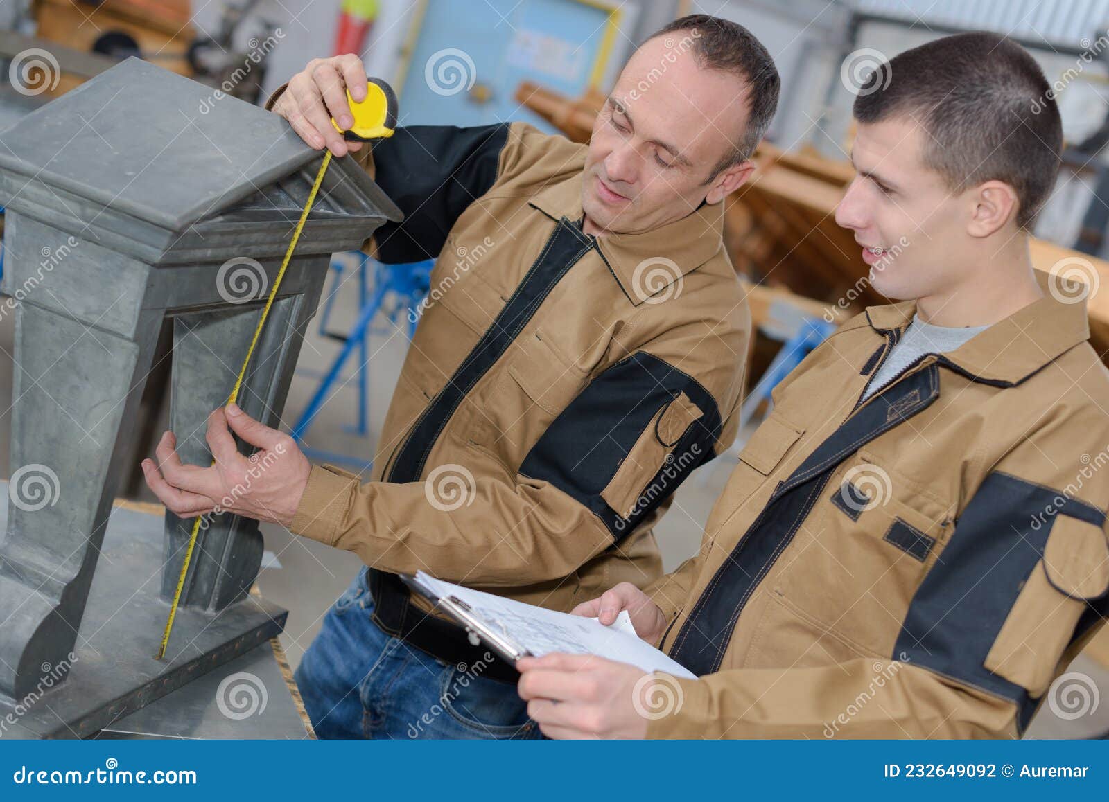 Apprentice Construction Worker and Teacher Stock Photo - Image of ...