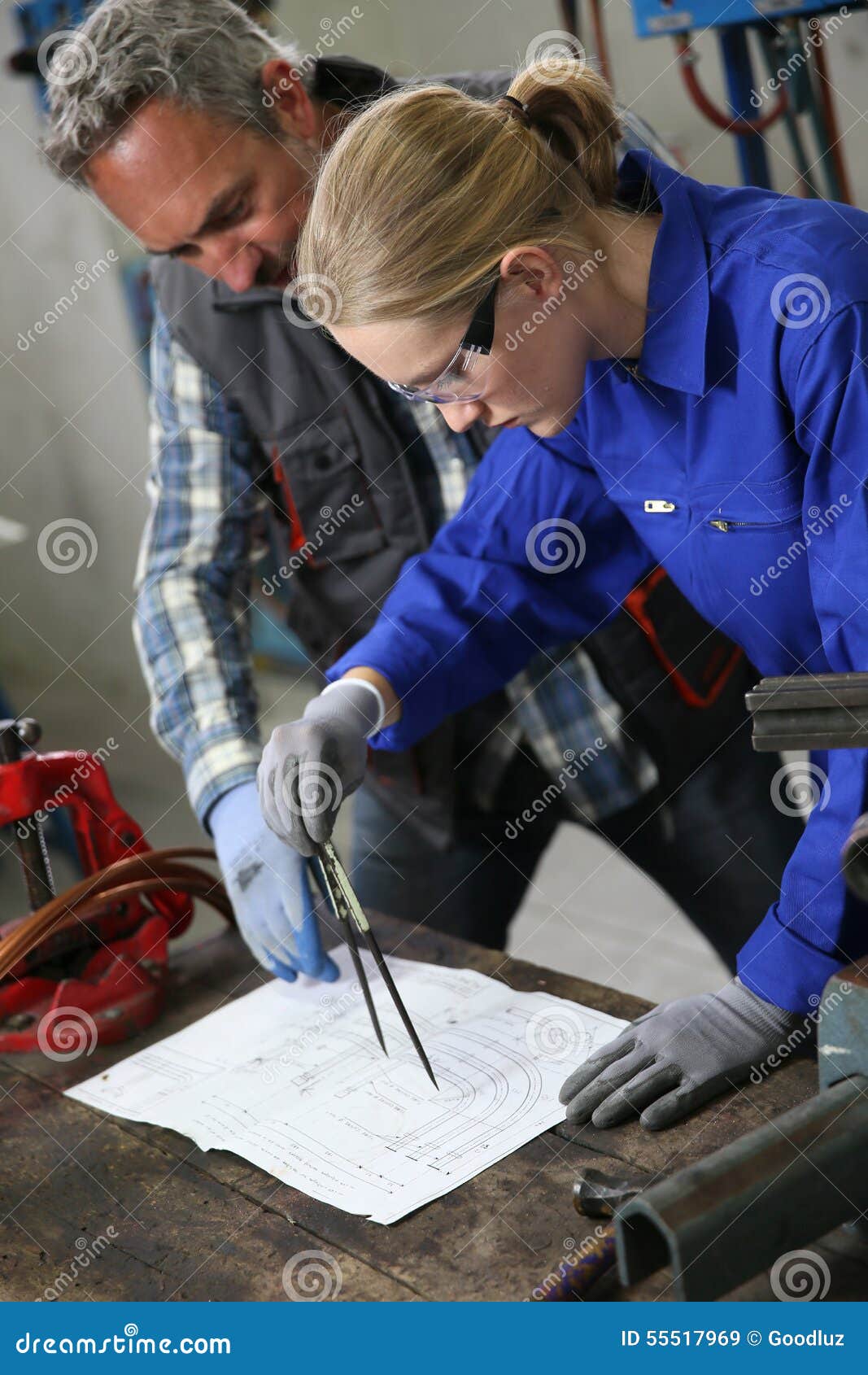 Apprentice Drawing Plumbery Plan Royalty-Free Stock Photography ...