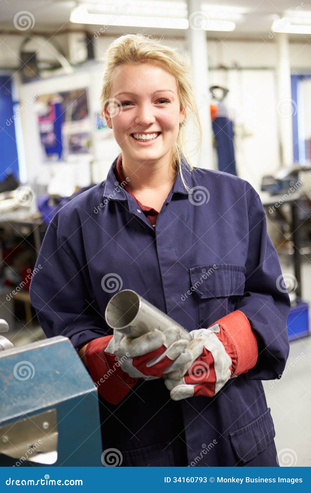 Apprentice Engineer Working on Factory Floor Stock Image - Image of ...