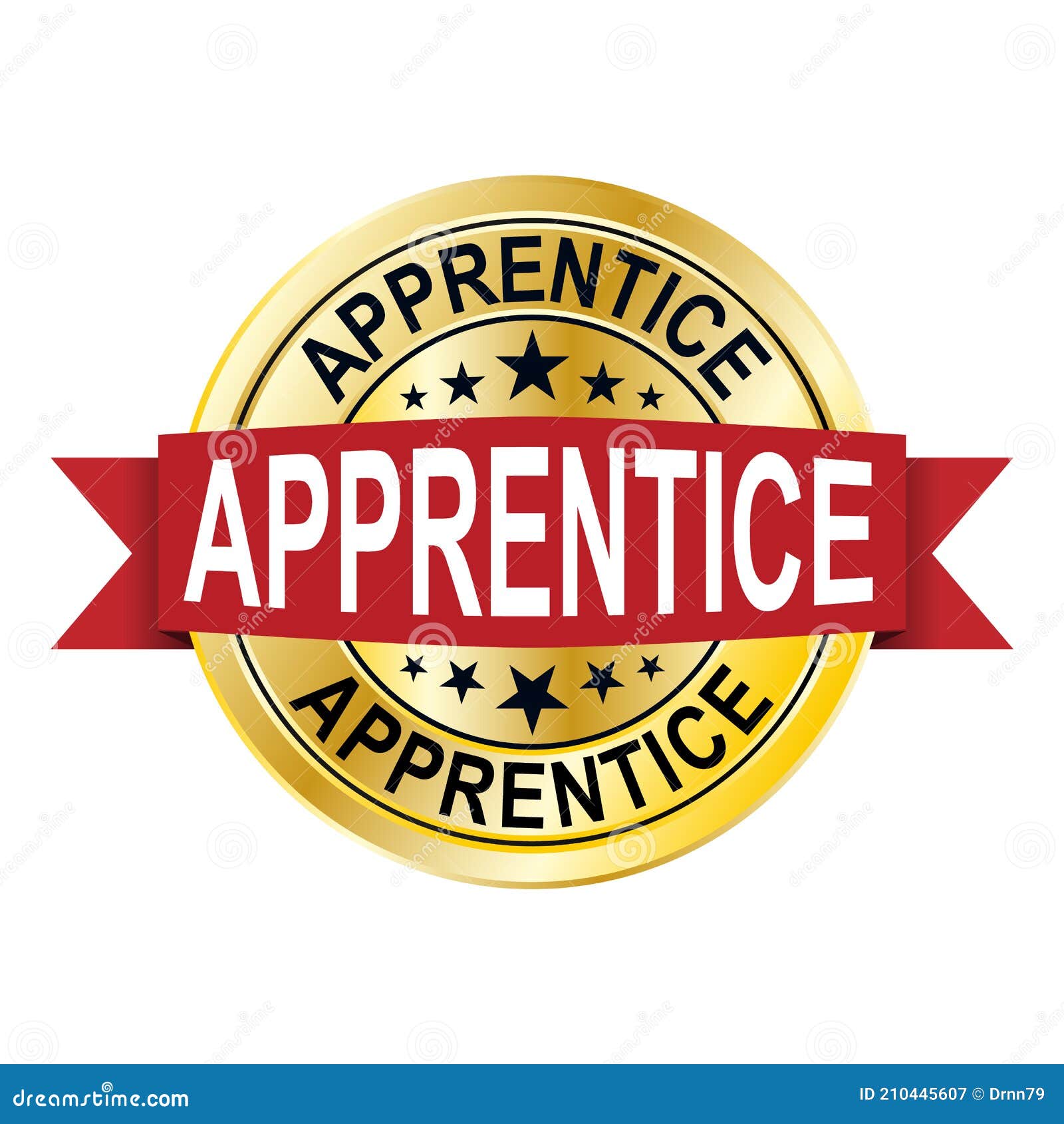APPRENTICE Gold Shiny Badge on White Background Stock Illustration ...