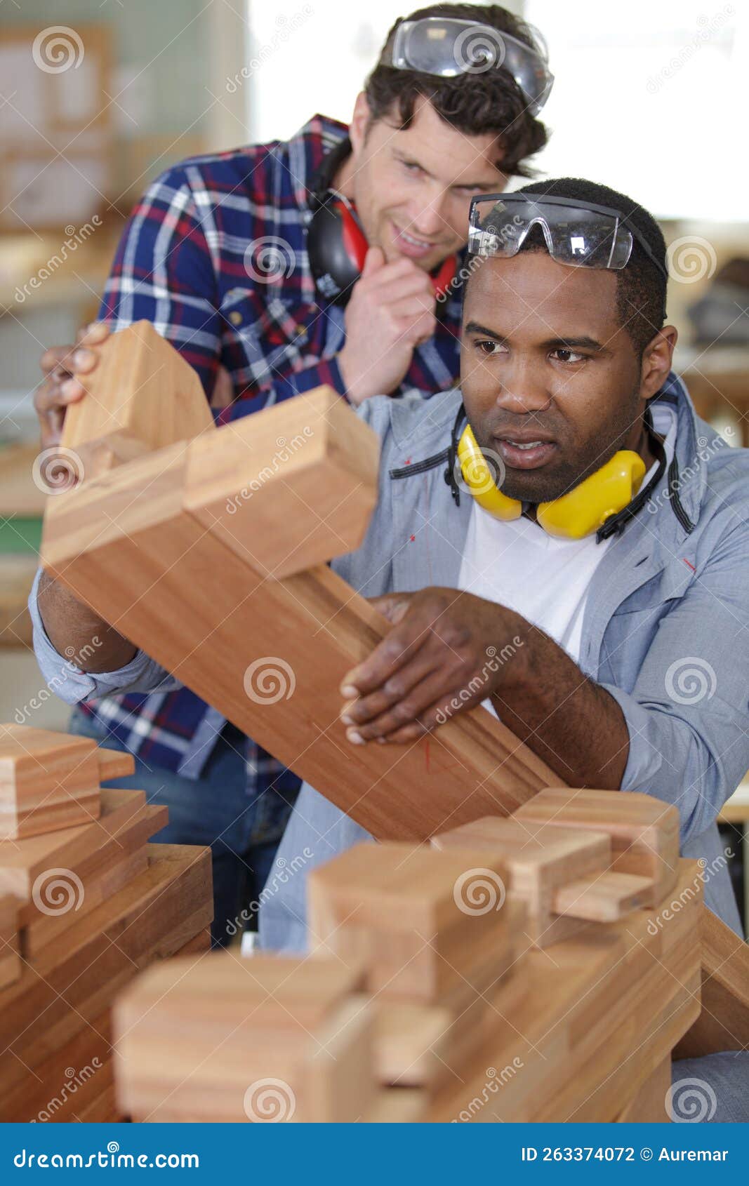 Apprentice Joiner Leaning How To Join Wood Stock Photo - Image of ...