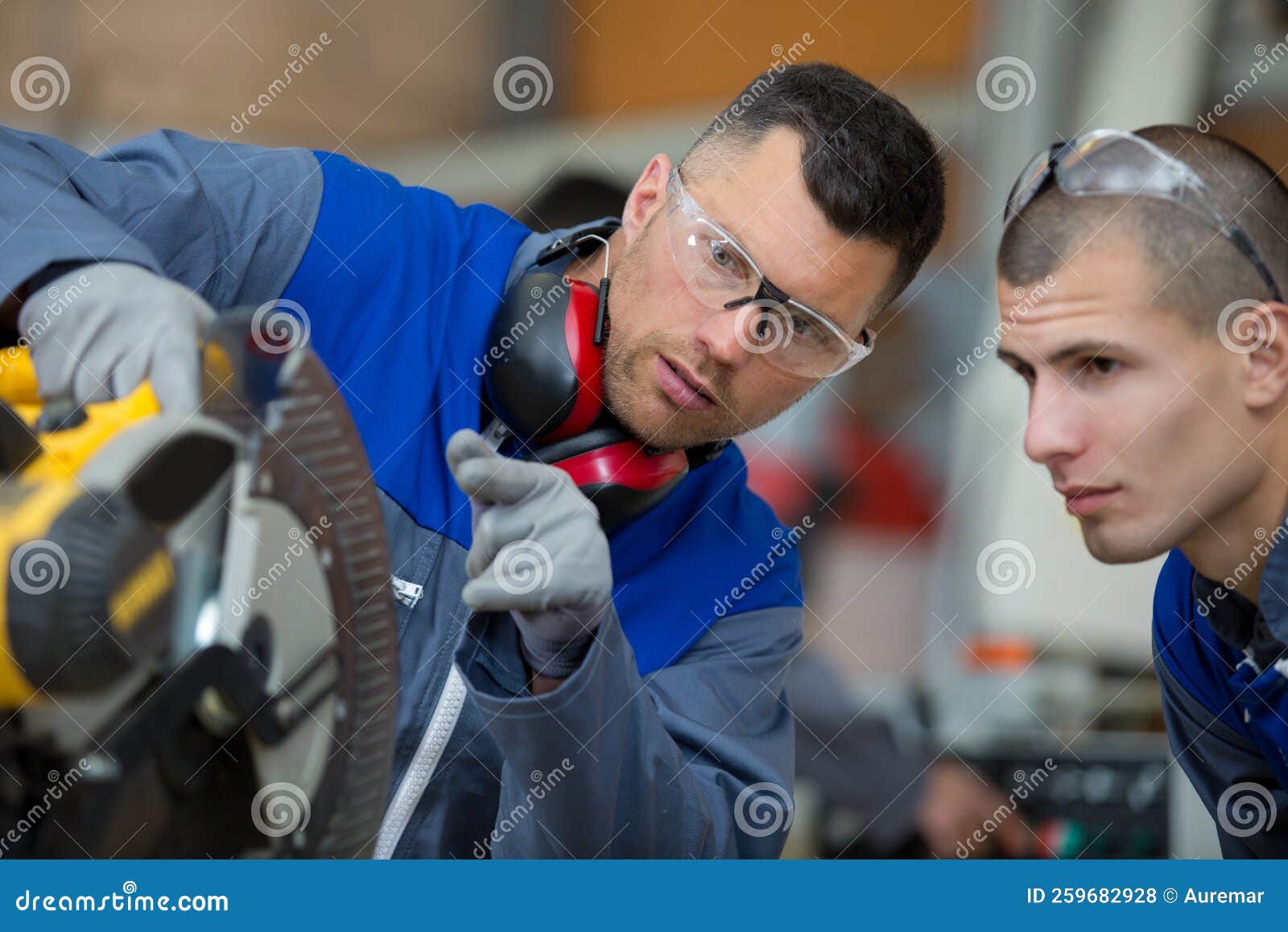 Apprentice Learning How To Use Circular Saw Stock Photo - Image of ...