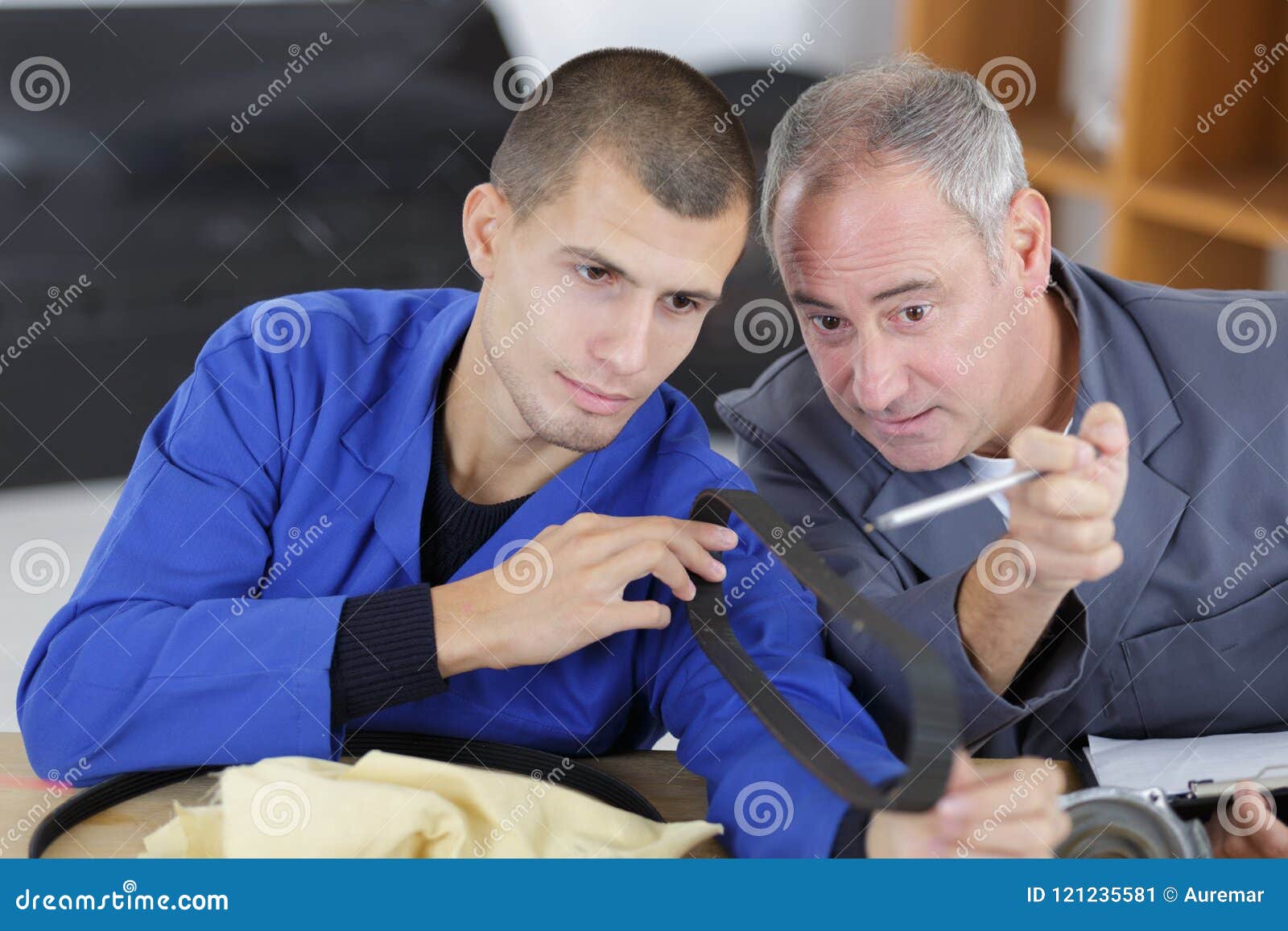 Apprentice Mechanic in Auto Shop Working on Car Engine Stock Image ...