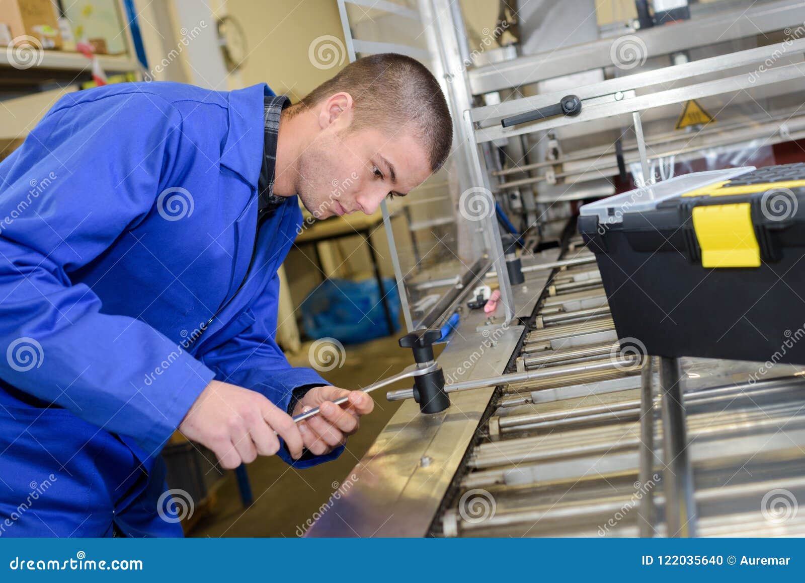 Apprentice Mechanic Working at Factory Stock Photo - Image of print ...