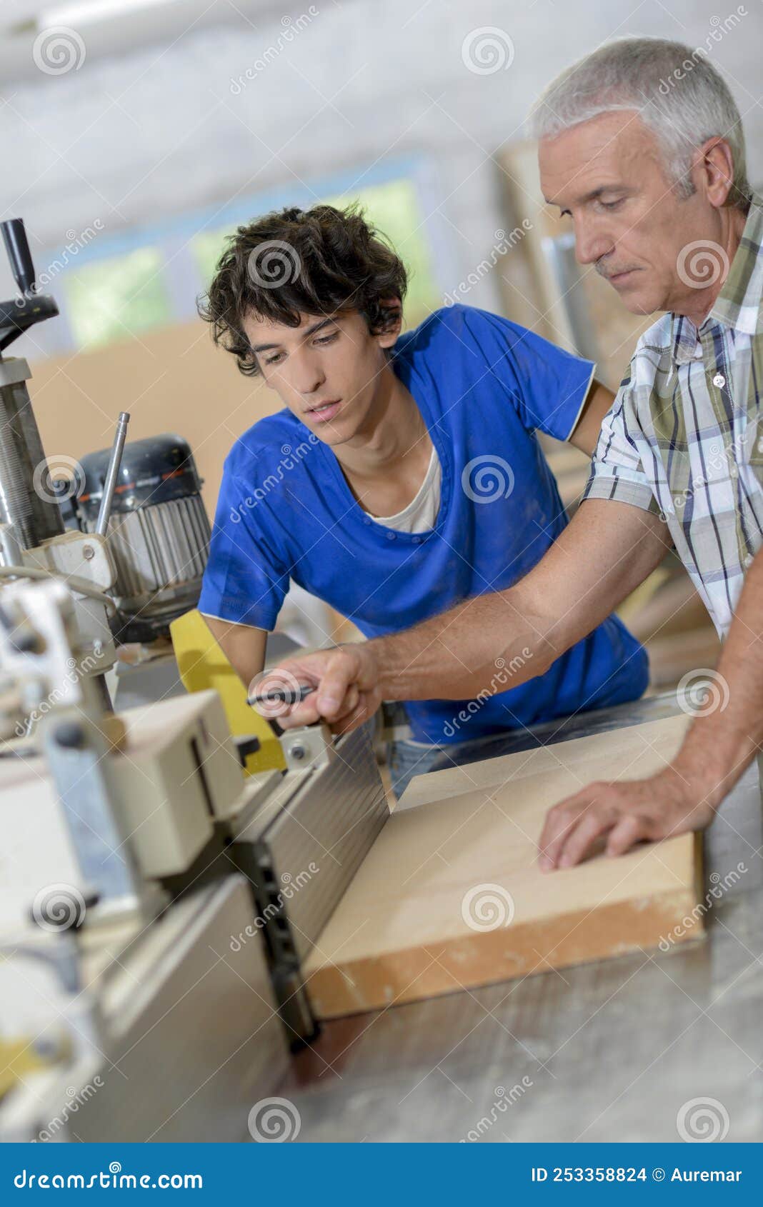 Apprentice Operating Table-saw Stock Photo - Image of build, shop ...