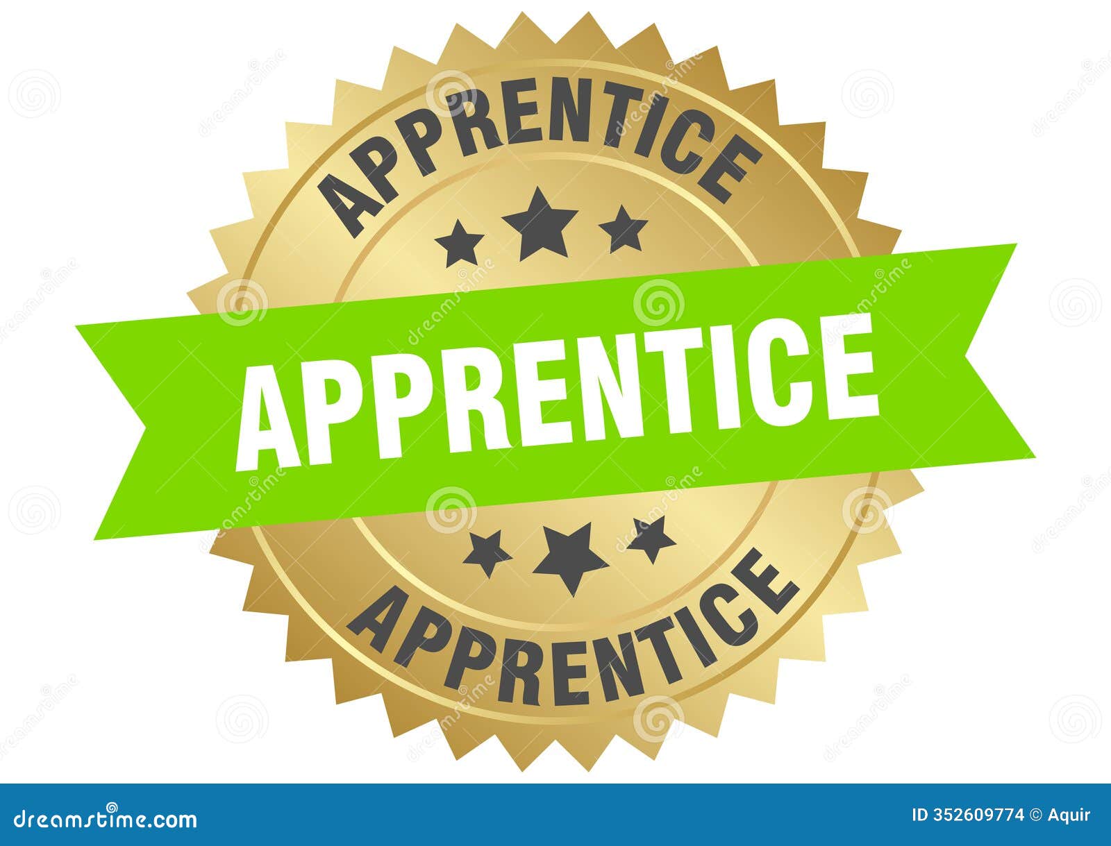Apprentice. Apprentice Round Green and Gold Label Isolated on ...