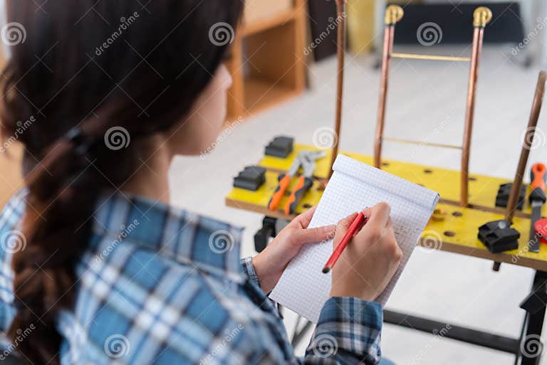 Apprentice Taking Notes What she Observes Stock Image - Image of steel ...