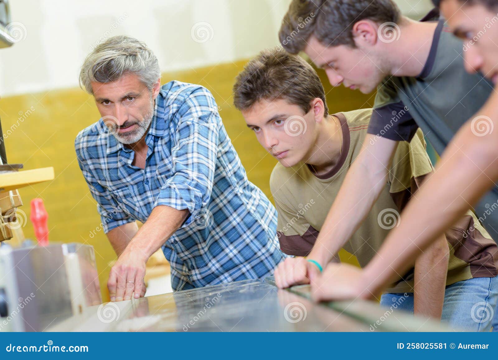 Apprentice and Teacher in Industrial Tour Stock Image - Image of ...