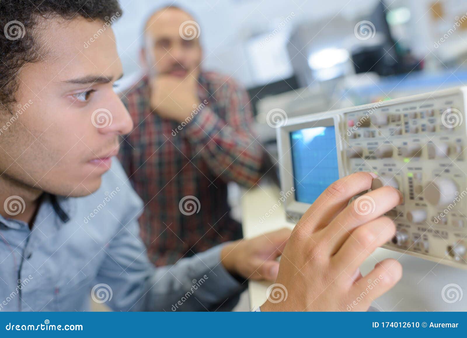 Apprentice and Teacher in Studio Stock Photo - Image of newscaster ...