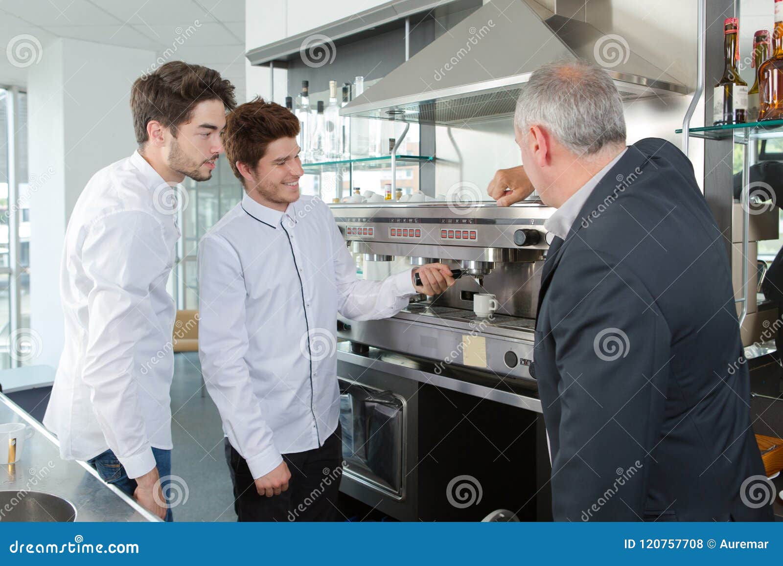 Apprentices Barmen Training Serving Coffee with Teacher Stock Photo ...