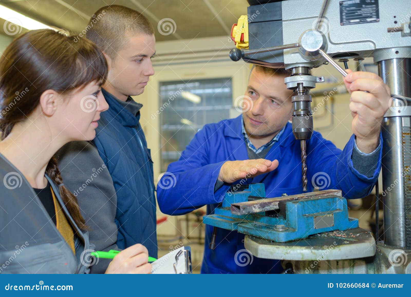 Apprentices Working on Machine - Metal Processing Stock Photo - Image ...