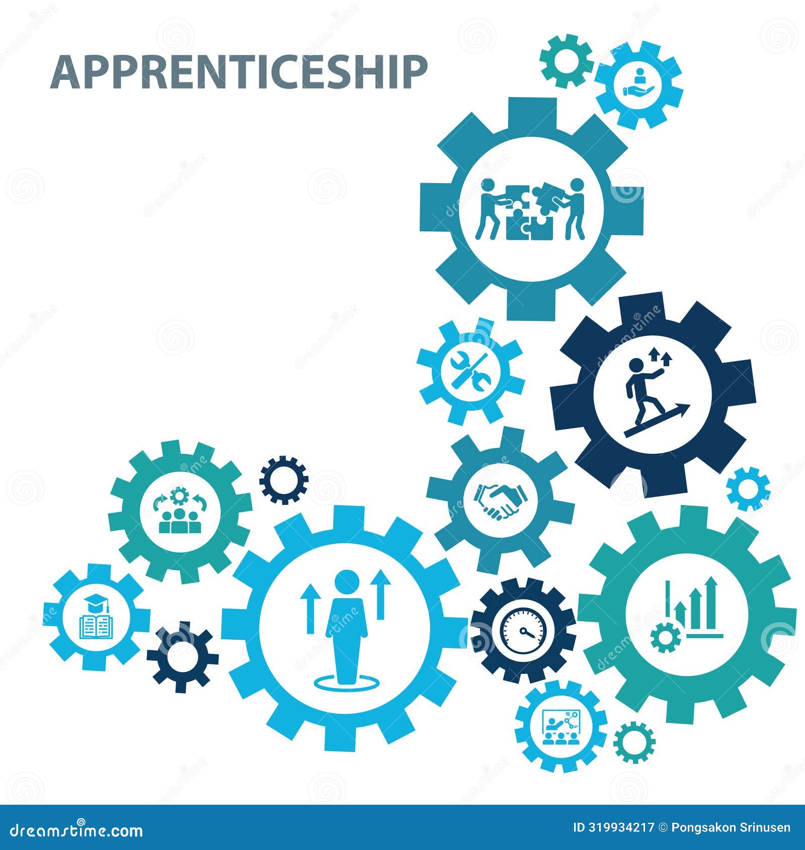 Apprenticeship Vector Illustration. Blue Banner Related To Apprentice ...
