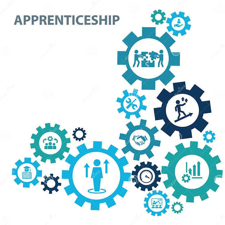 Apprenticeship Vector Illustration. Blue Banner Related To Apprentice ...