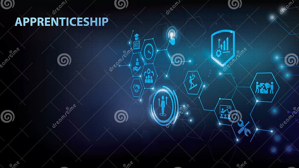Apprenticeship Vector Illustration. Blue Banner Related To Apprentice ...