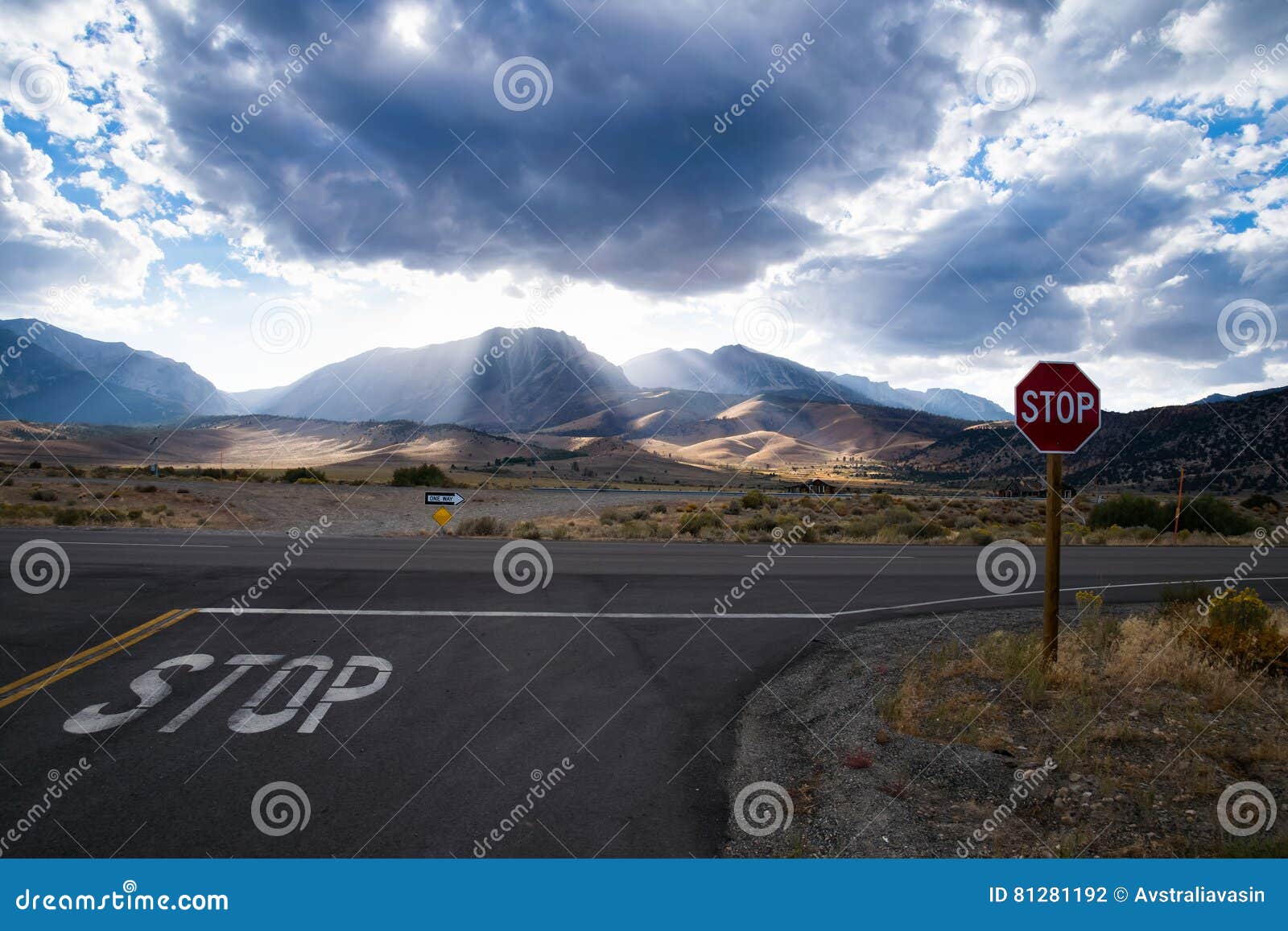 Approach an Intersection To Priority Road with Warning Sign Stock Photo ...